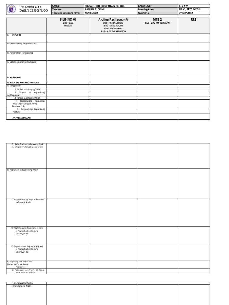 DLL Blank Form | PDF