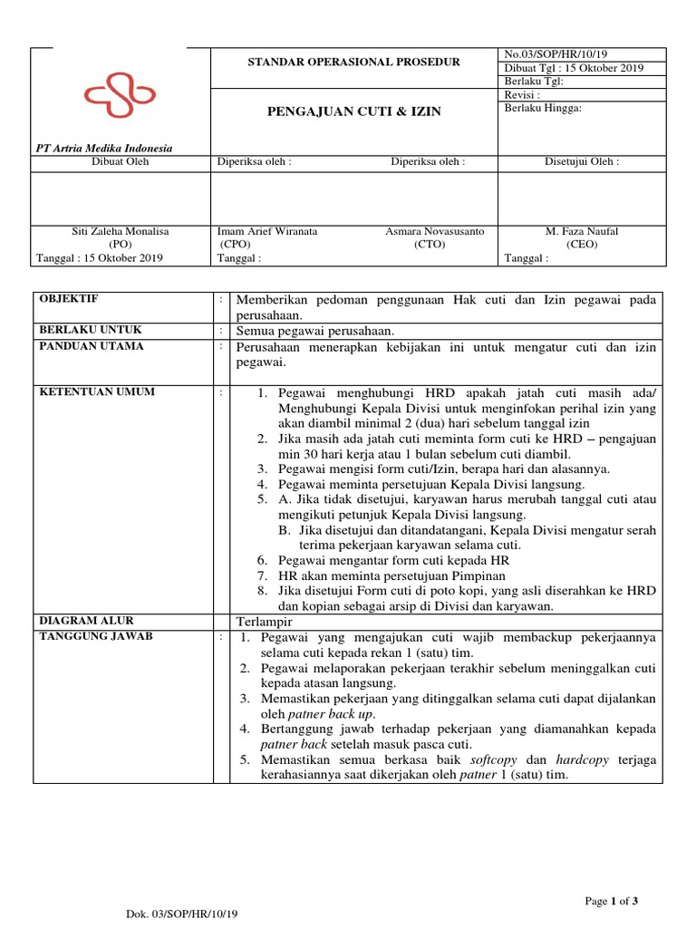 SOP SDM 03 Cuti Dan Izin | PDF
