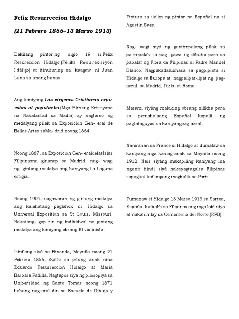 Felix Resurreccion Hidalgo | PDF