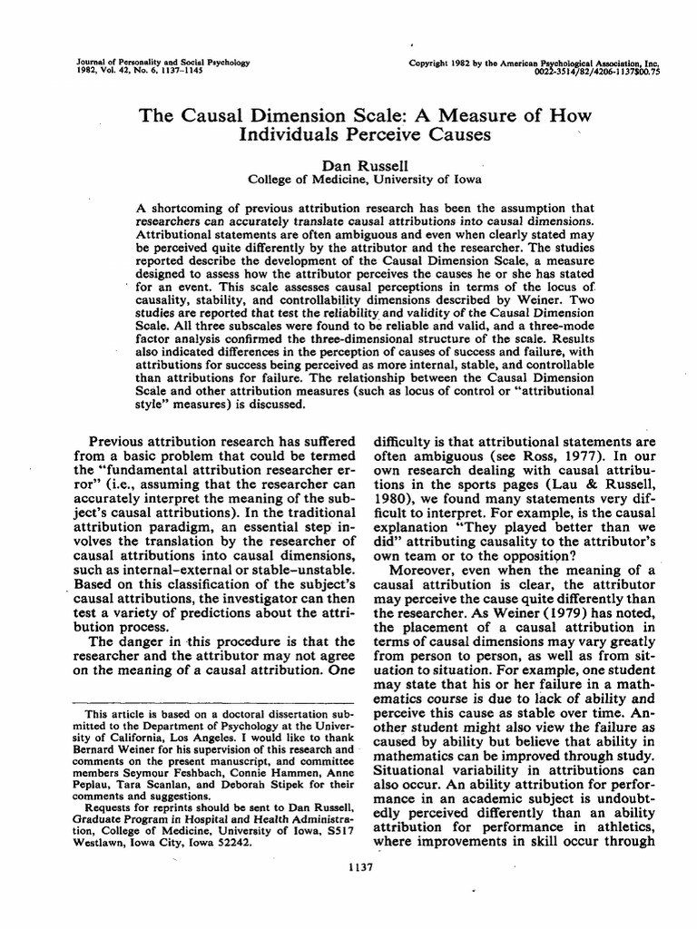 Causal Dimension Scale | Download Free PDF | Factor Analysis | Causality