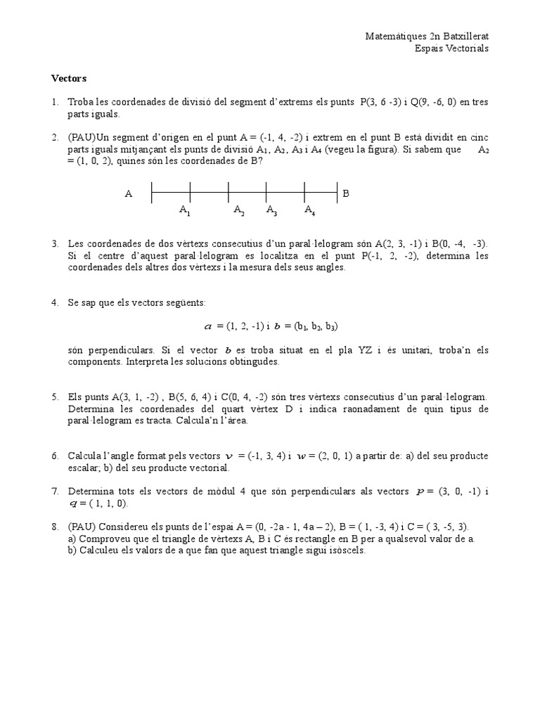 Exercicis Espais Vectorials Vectors | PDF