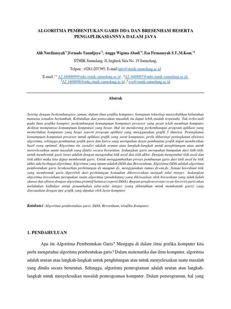 Algoritma Pembentukan Garis Dda Dan Bres | PDF | Teknologi & Rekayasa
