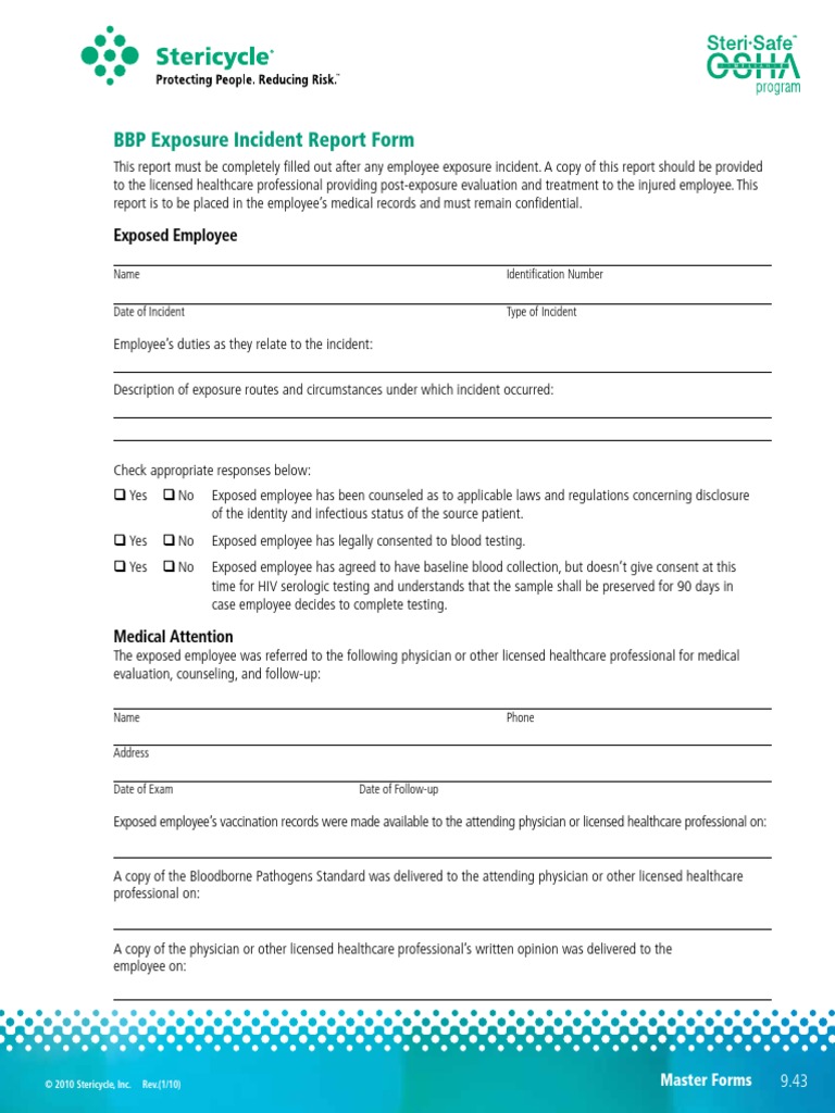 OSHA Exposure Incident Form | PDF | Medical Record | Confidentiality