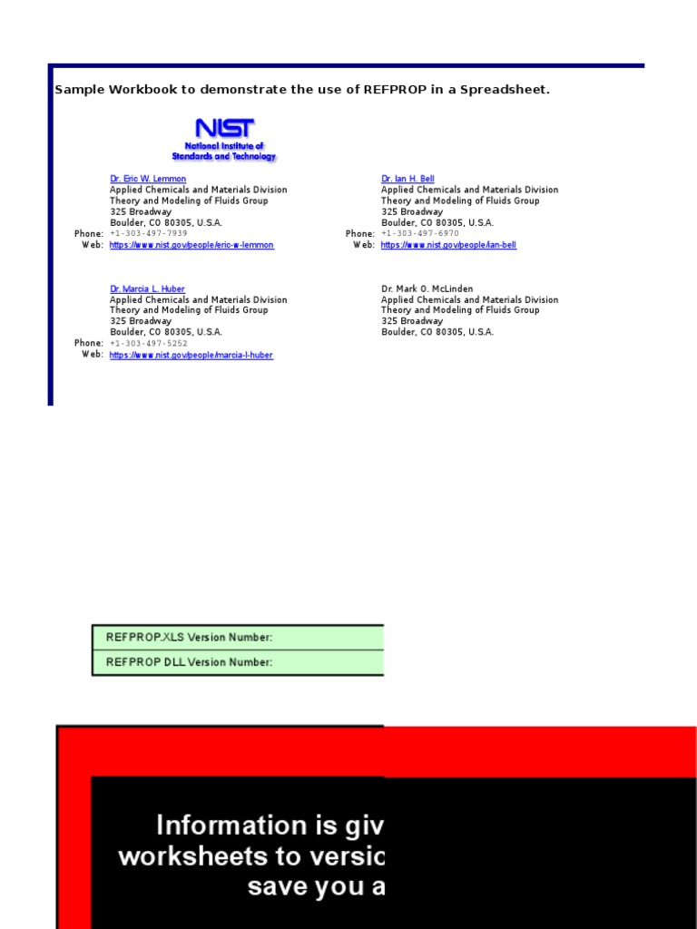 REFPROP | PDF | Microsoft Excel | Spreadsheet