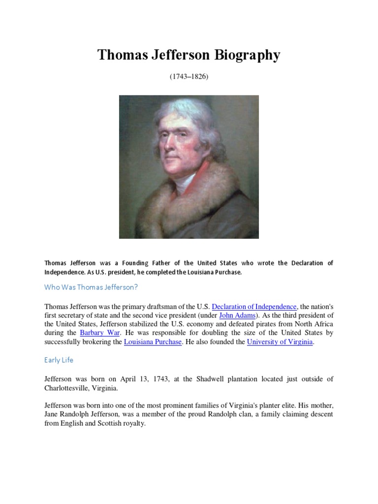 Thomas Jefferson: Founding Father | PDF | Thomas Jefferson | United ...
