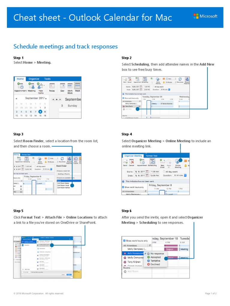 Cheat Sheet For Outlook Calendar For MacOS | PDF | Microsoft Outlook ...