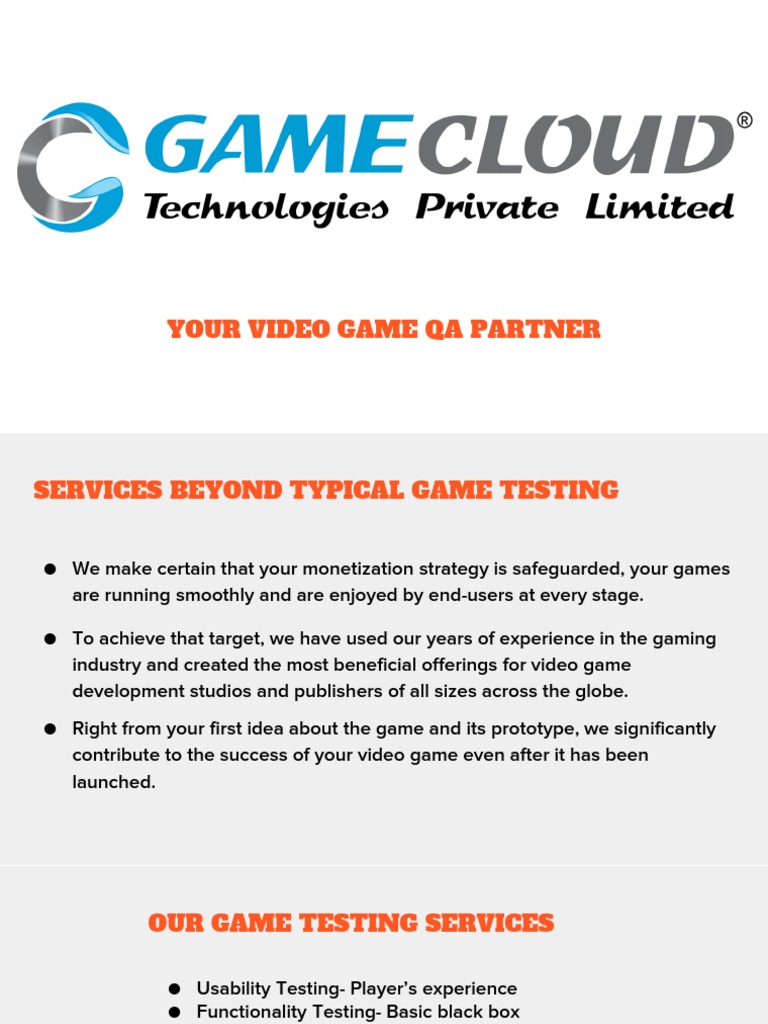 Gamecloud Technologies PVT LTD - ARVR Game Testing Company | PDF ...