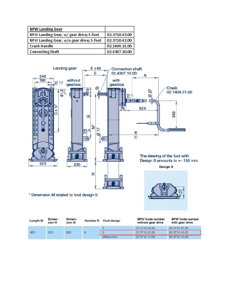02.3710.42.00 and 02.3710.43.00 Landing Gear | PDF