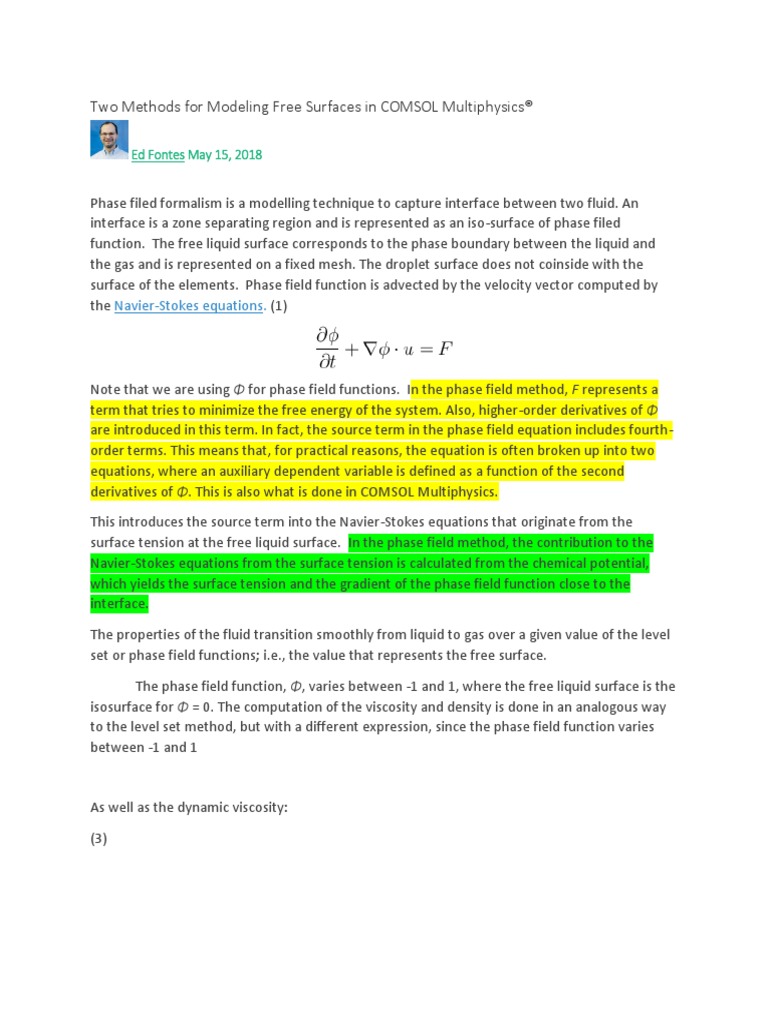 Phase Field Method To Simulate Fluid Flow | Download Free PDF | Navier ...