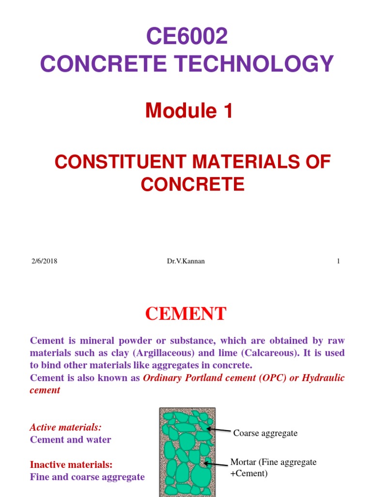 Constituent Materials | PDF | Concrete | Cement