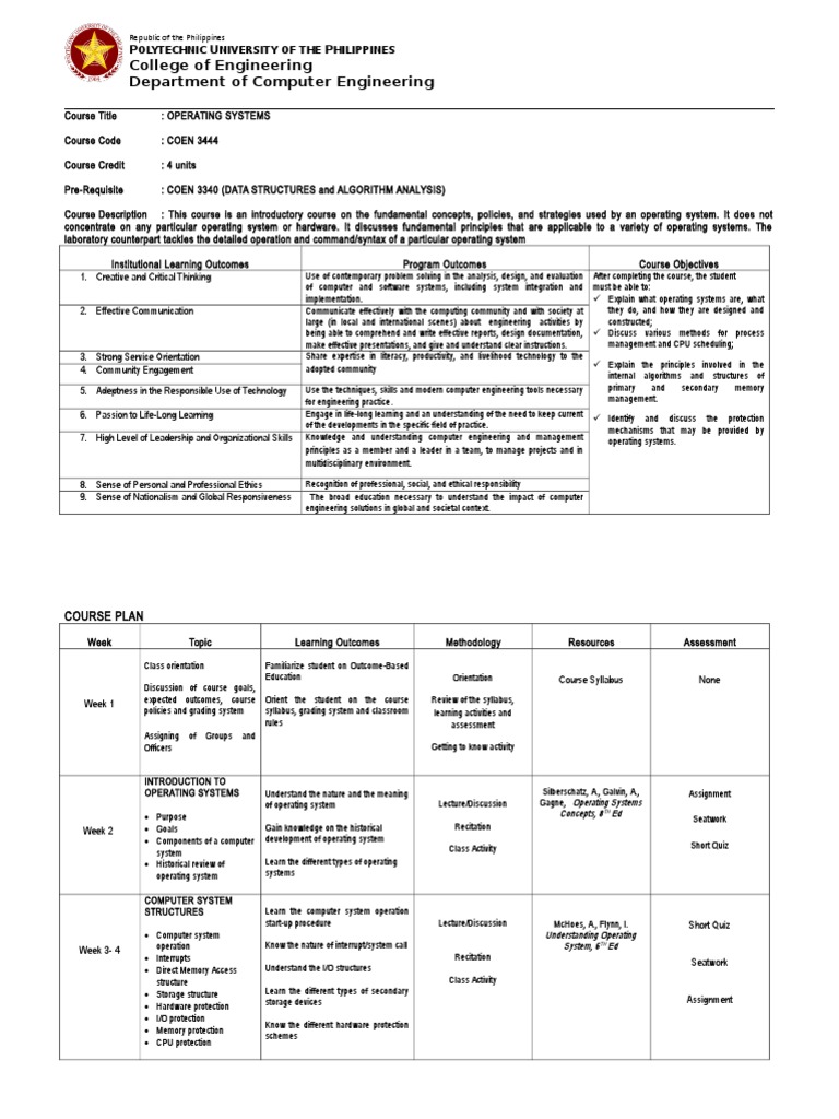 Coen 3444 Operating System - Revised Obe Syllabus | PDF | Scheduling ... Coen 3444 Operating System - Revised Obe Syllabus | PDF | Scheduling ...