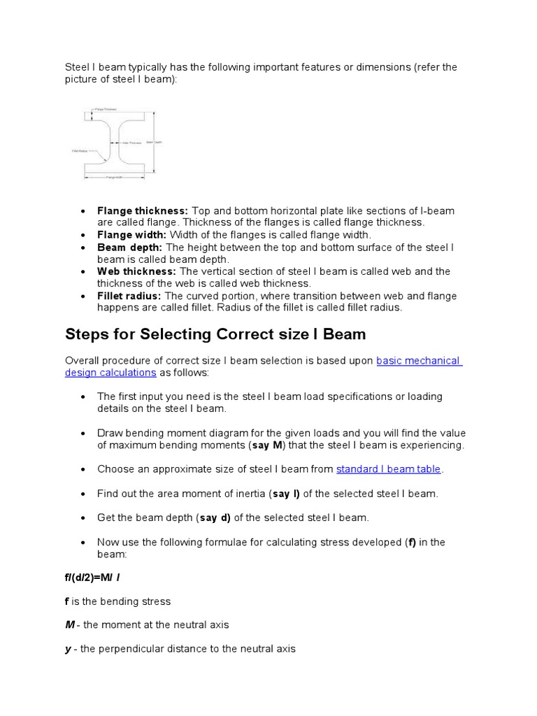 Selecting the Right Steel I Beam Size | PDF | Technology & Engineering