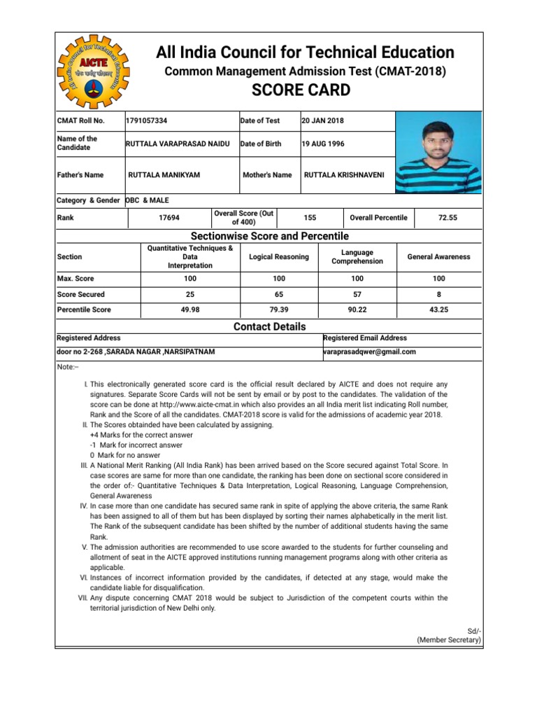 CMAT Score Card | PDF | Government | Business