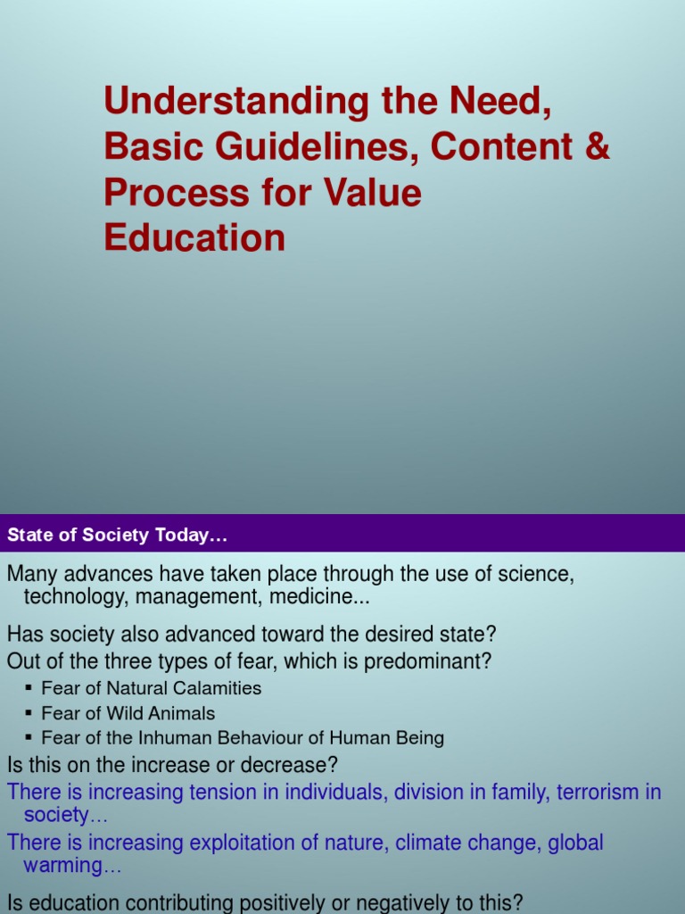 Understanding The Need For Value Education | PDF | Reason | Value (Ethics)