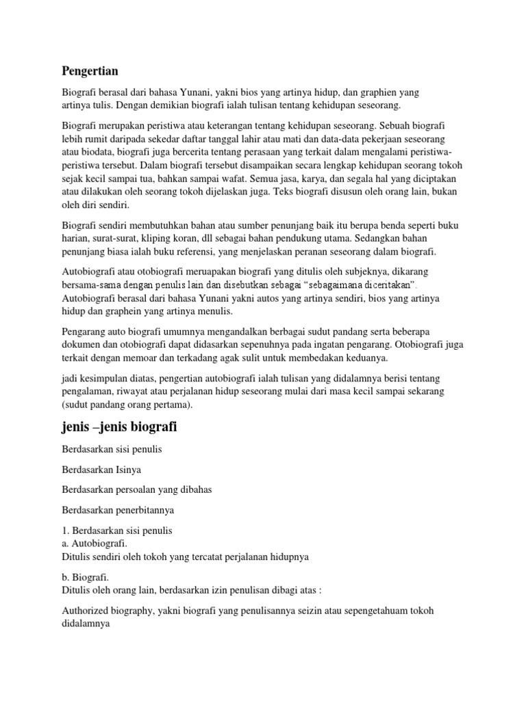 Pengertian Biografi Dan Autobiografi Pdf Fiksi Umum
