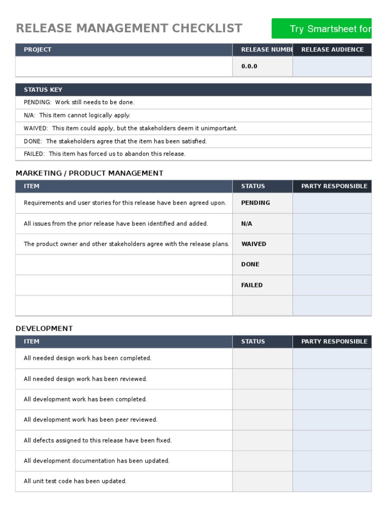 IC Release Management Checklist Template | PDF | Technical Support ...