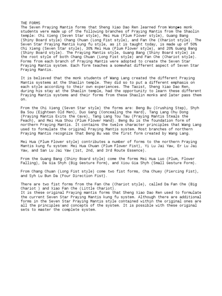Praying Mantis Forms | PDF | China | World Politics