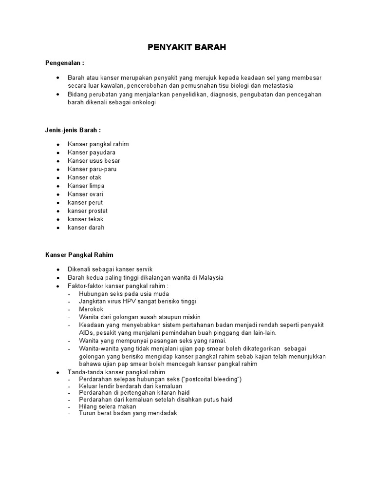 Penyakit Barah | PDF | Kesehatan Holistik