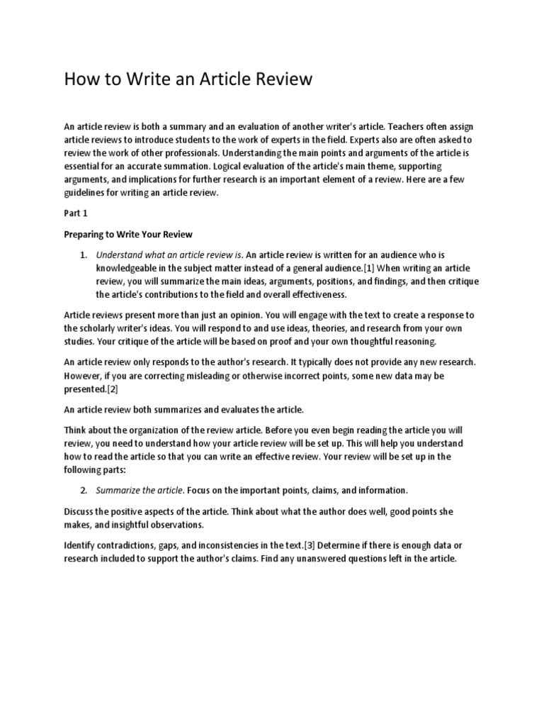 How To Write An Article Review | PDF | Writers | Theory