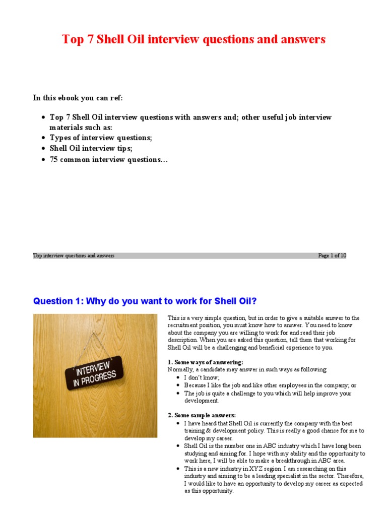 Shell Oil Interview Questions and Answers PDF | PDF | Job Interview ...