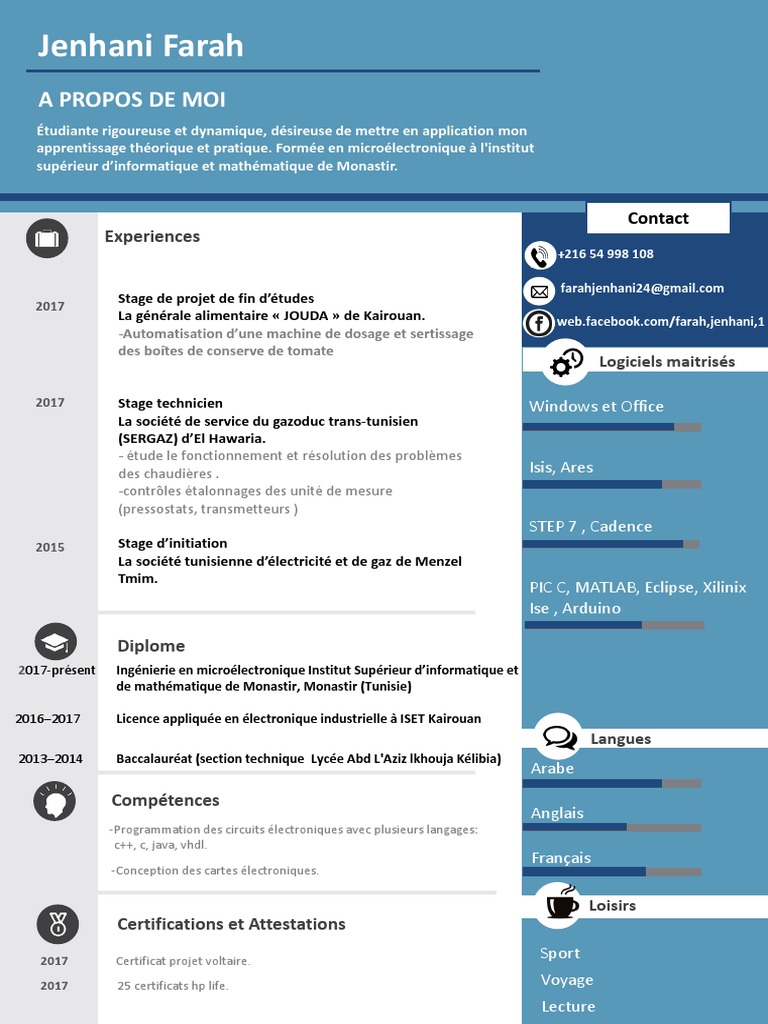 CV Farah Final | PDF | Informatique | Ingénierie informatique