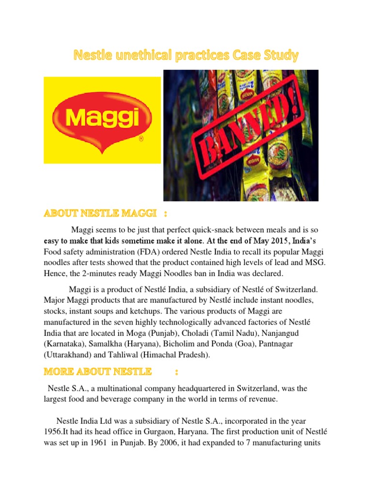 Nestle Unethical Practices Case Study PDF | PDF | Nestlé | Business