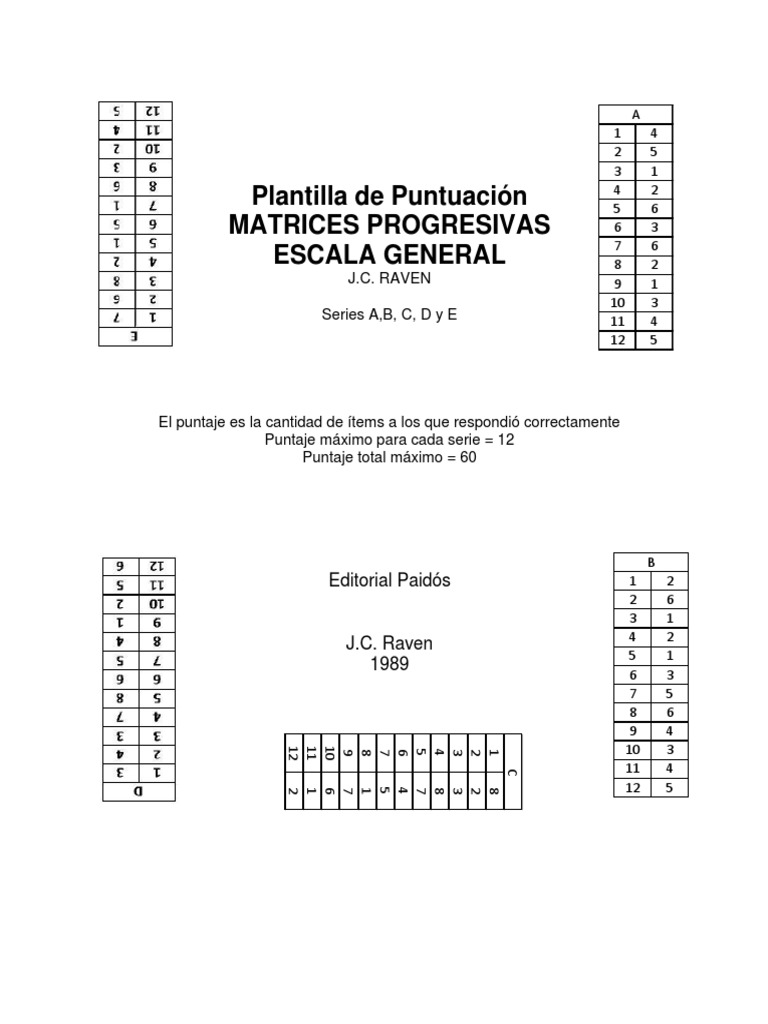 Escala Puntuacion Raven SPM | PDF | Ocio