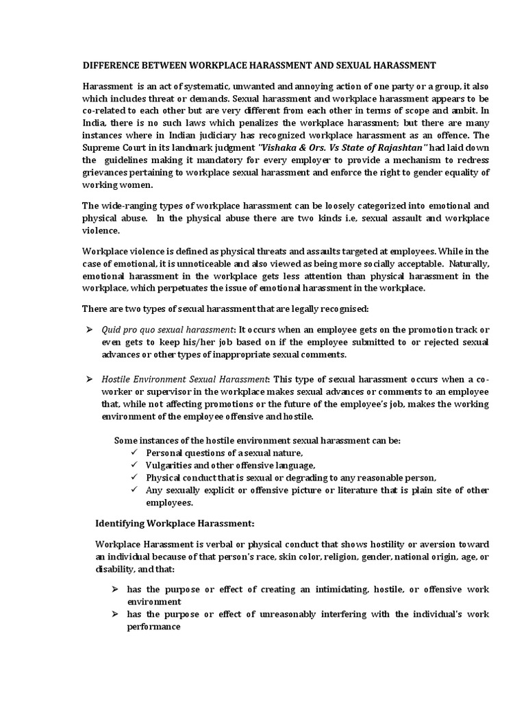 Workplace Harrassment | PDF | Sexual Harassment | Harassment