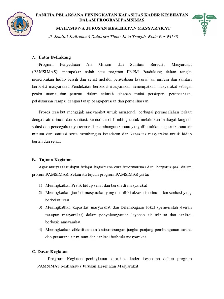 Proposal PAMSIMAS | PDF