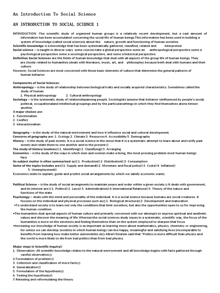An Introduction To Social Science | PDF | Social Science | Science