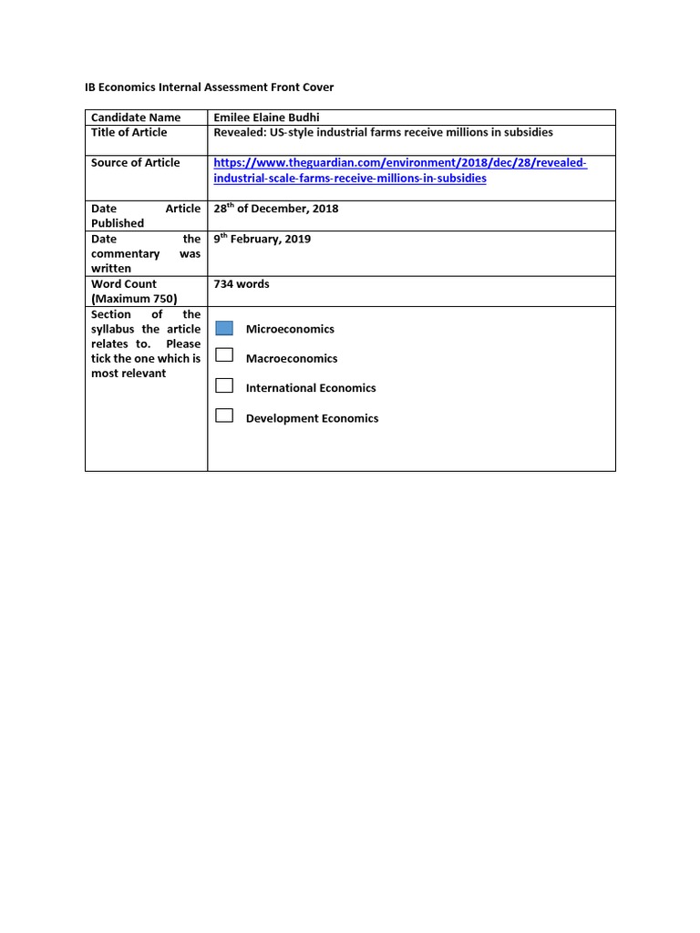Econ IA | PDF | Subsidy | Farms