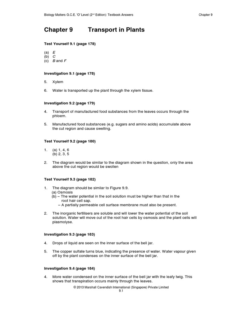Pure Bio CH 9 Textbook Answers PDF | PDF | Stoma | Leaf