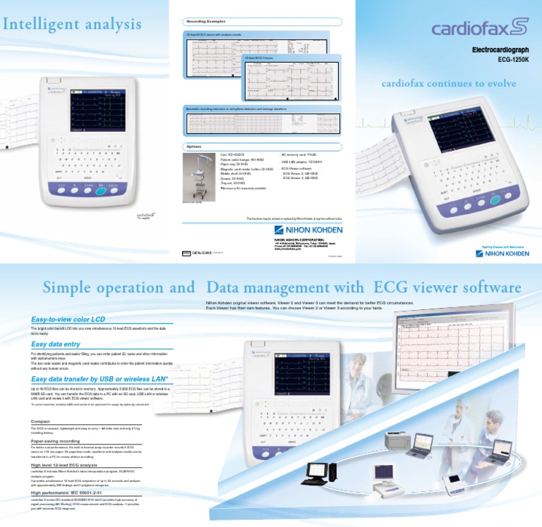Nihon Kohden Cardiofax S ECG-1250K Brochure | PDF | Electrocardiography ...