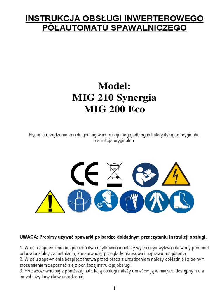 Instrukcja Magnum Mig 210 Synergia Mig 200 Eco v2 PDF | PDF
