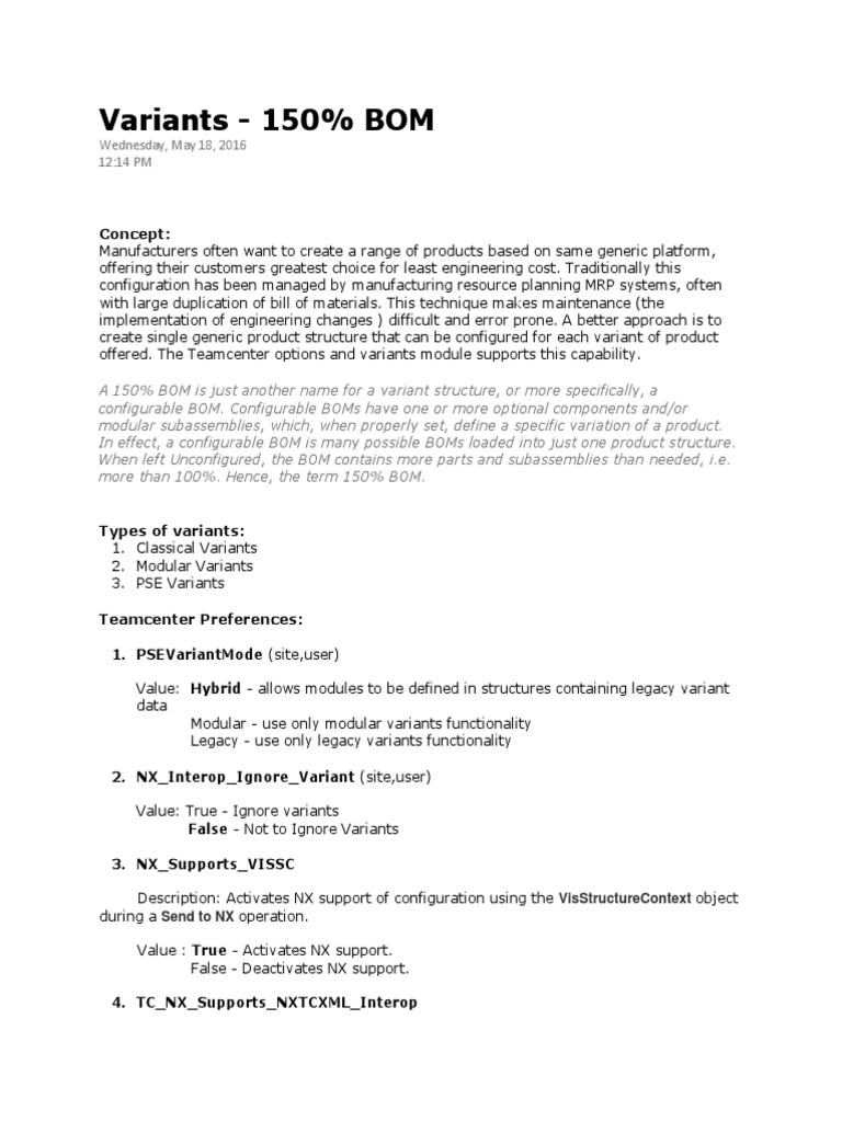 Variants - 150% BOM | PDF | Modular Programming | Modularity