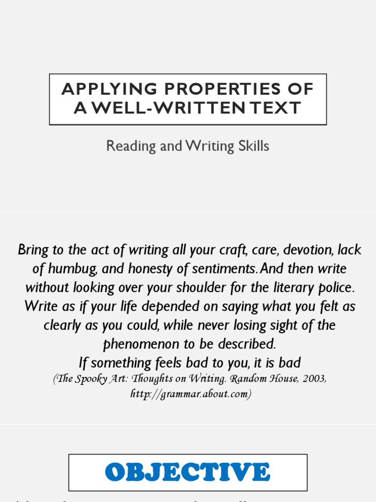 Properties of A Well-Written Texts | PDF | Mummy | Paragraph