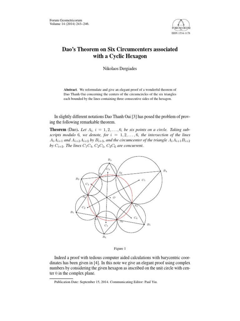 Dao's Theorem On Six Circumcenters Associated | PDF | Classical ...