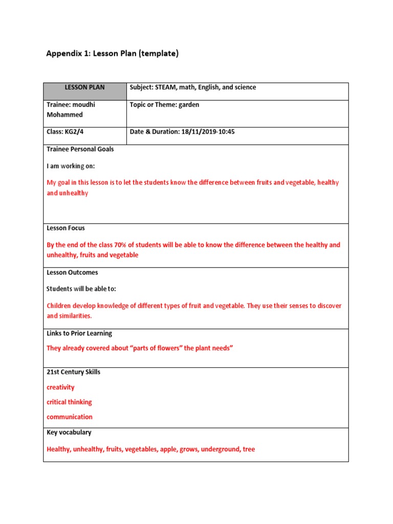 Healthy vs Unhealthy Food Lesson Plan | PDF | Lesson Plan | Education ...