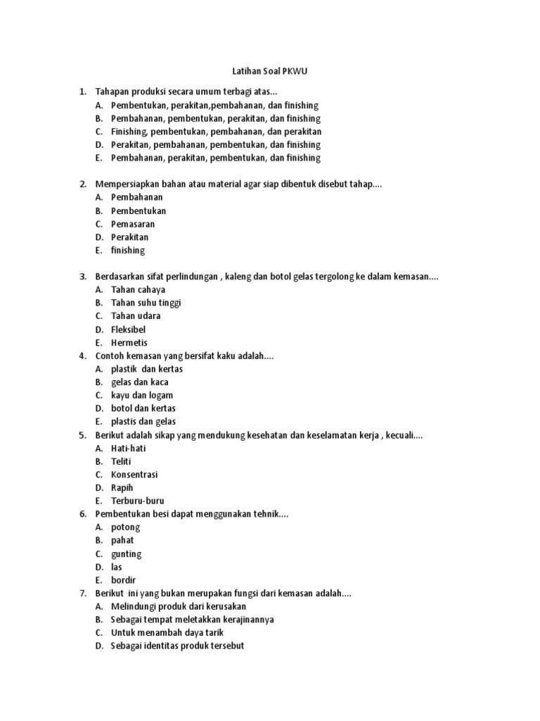 Latihan Soal PKWU | PDF