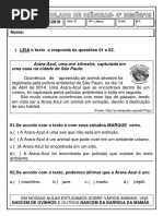 Prova 3b - 3º Ano Ciências | PDF
