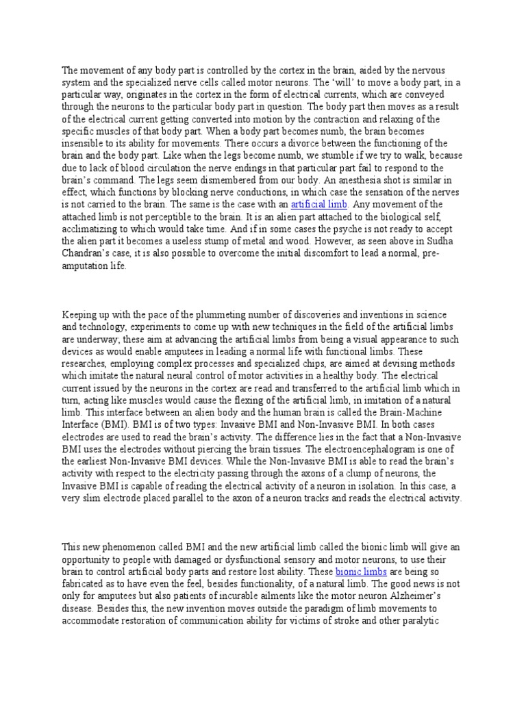 Bionics | PDF | Brain | Prosthesis