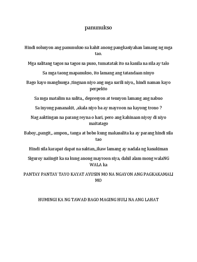 Panunukso Tula | PDF