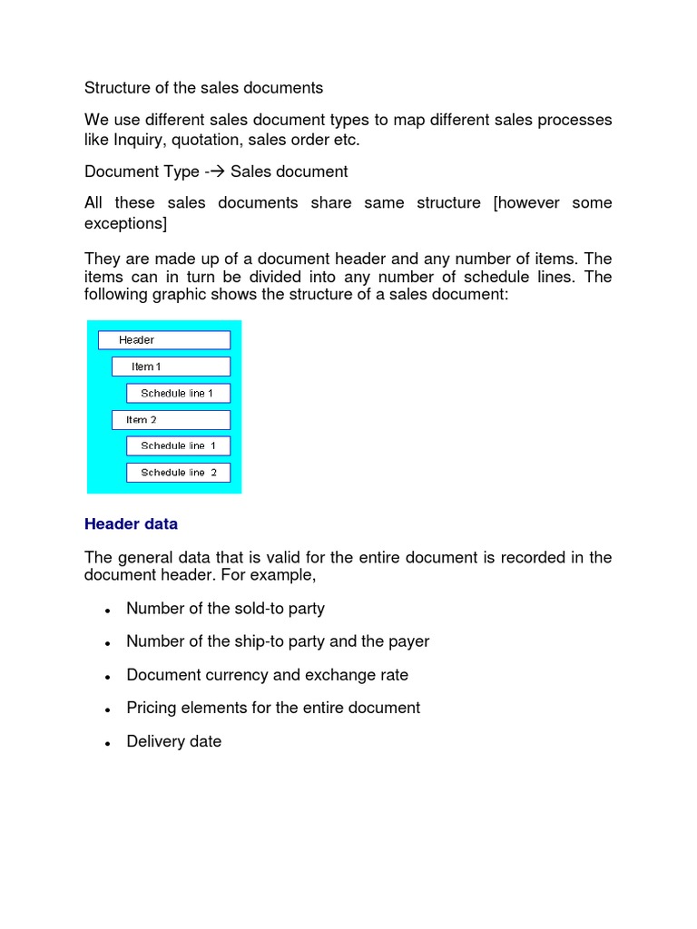 Structure of Sales Documents in SAP SD | PDF | Delivery (Commerce) | Data