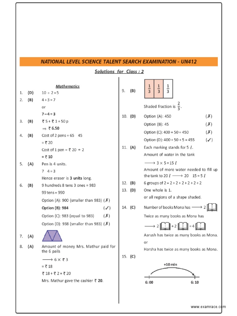 NSTSE Class 2 Solutions 2015 PDF | PDF | Root | Trees