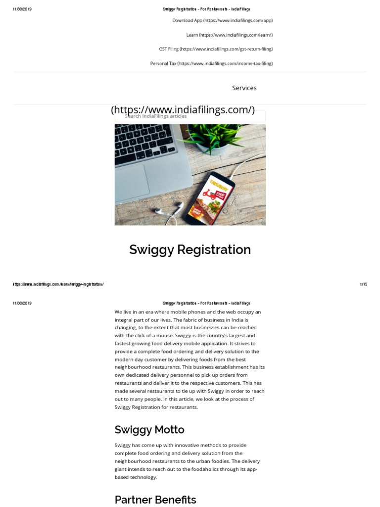 Swiggy Registration - For Restaurants - IndiaFilings | PDF | Mobile App ...