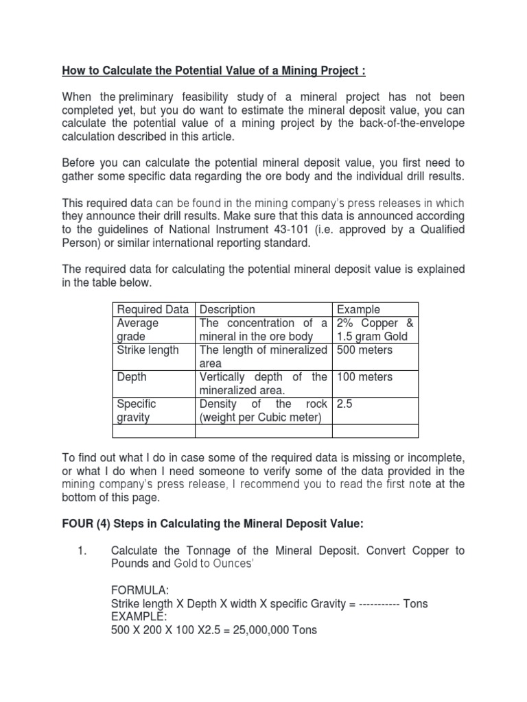 Estimating Mining Project Value | PDF | Ore | Mining