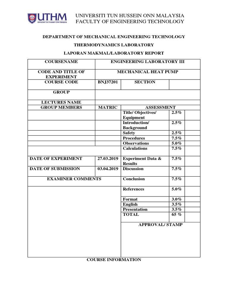 Mechanical Heat Pump Lab Report | PDF | Heat Pump | Heat