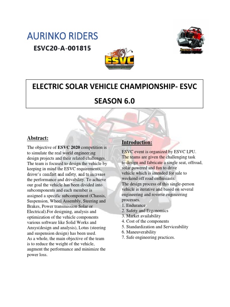 ESVC Report Template | PDF | Electric Motor | Steering