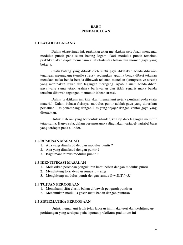 Laporan Modulus Puntir - FISIKA 2 | PDF
