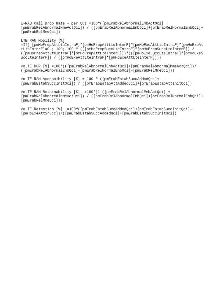 VoLTE Formulas | PDF